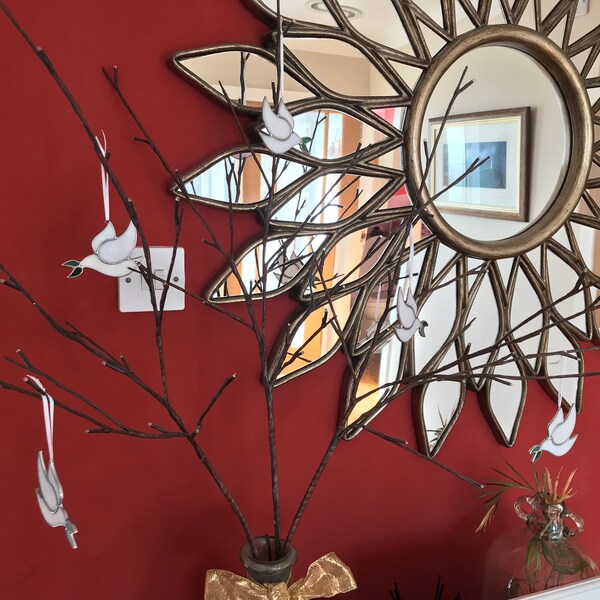Stained Glass Dove Ornament: Handmade Bird Decor (2.8"x2.8") - Etsy
