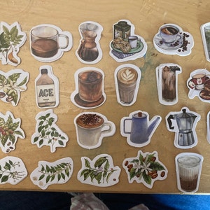 Coffee Stickers Set, Cafe Drinks Stickers Pack, Latte, Cappuccino, Tea ...
