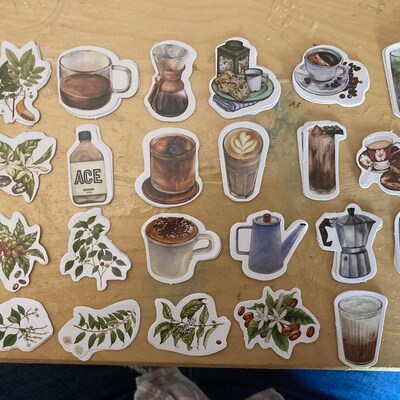 Coffee Stickers Set, Cafe Drinks Stickers Pack, Latte, Cappuccino, Tea ...