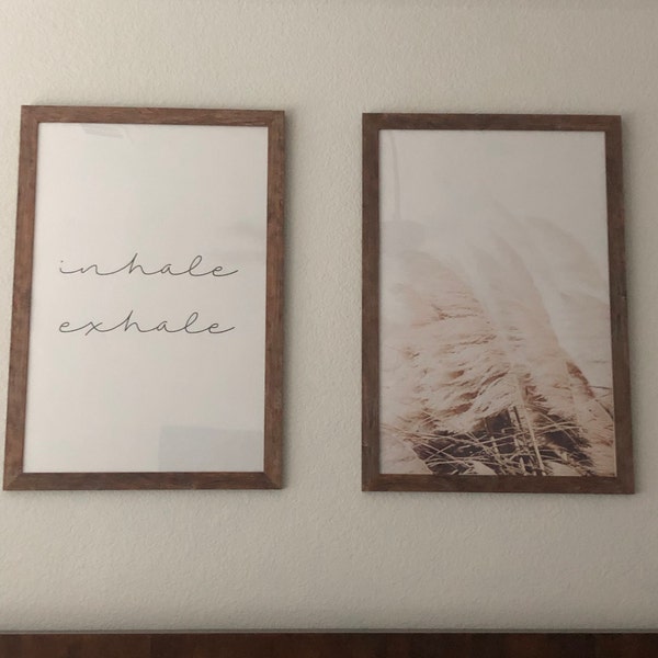 Set of 2 Pampas Inhale Exhale Print, Boho Decor, 2 Pieces Inhale Exhale ...