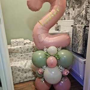 DIY Large 55 Safari Birthday Balloon Sculpture, Sage Green and Dusky ...