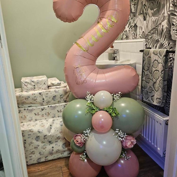 DIY Large 55" Safari Birthday Balloon Sculpture, Sage Green and Dusky ...