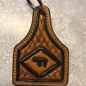 Handmade Leather Ear Tag Key Chains Personalized With Your | Etsy