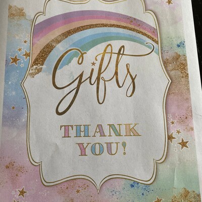 Rainbow Gifts Sign, Rainbow Sign, Cards and Gifts, Magical Party Decor ...