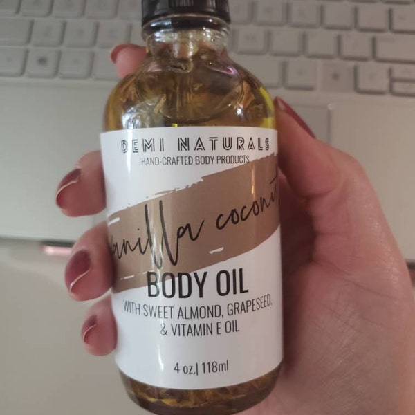 Body Oil| Vanilla Coconut, Massage Oil, Dry Skin Oil, Demi Naturals - Etsy