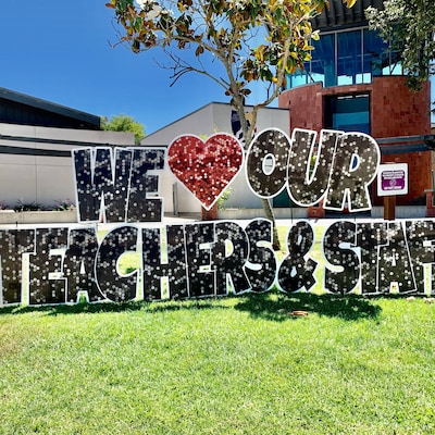 We Love Our Teachers Staff Appreciation Red/black Sequins EZ Set Yard ...