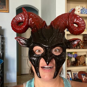 Black Red Masquerade Mask Animal Mask Horns Mask Party - Etsy