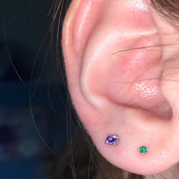 TINY Opal Earrings Opal Silver Studs Earrings Minimalist Earrings Opal ...