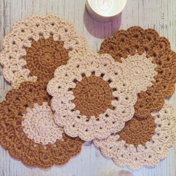 Crochet Coasters Pattern | Flower Coaster | DIY Cute Coaster Crochet ...