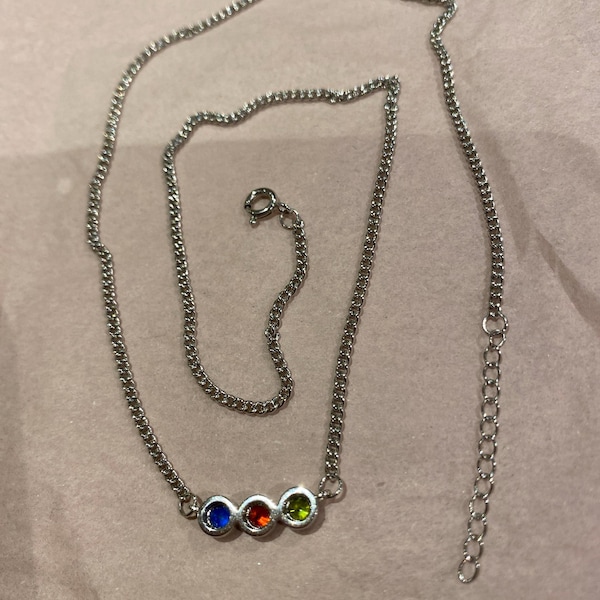 Custom Birthstone Necklace With Curb Chain, Multiple Birthstone ...