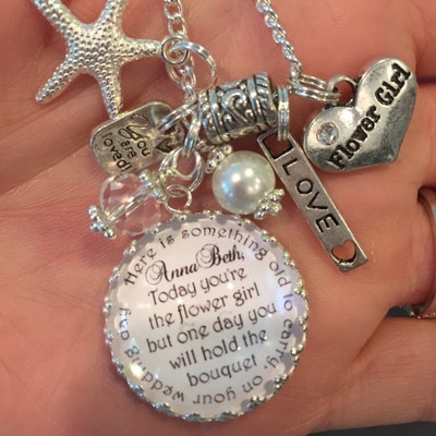 FLOWER GIRL Personalized Message Gift Name Necklace Message - Etsy