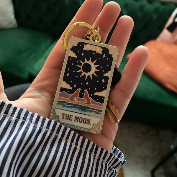 Tarot Card Keychain - Moon Sun Star Strength - Enamel Keychain / Key ...