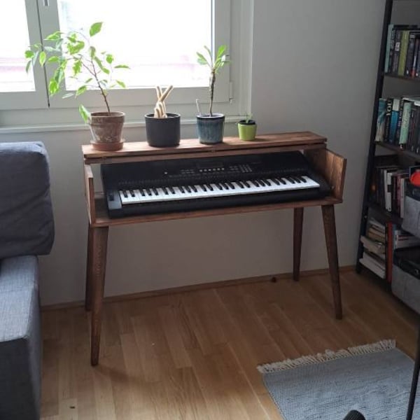 Rustic Digital Piano Stand, Piano Keyboard Stand, Mid Century Modern ...