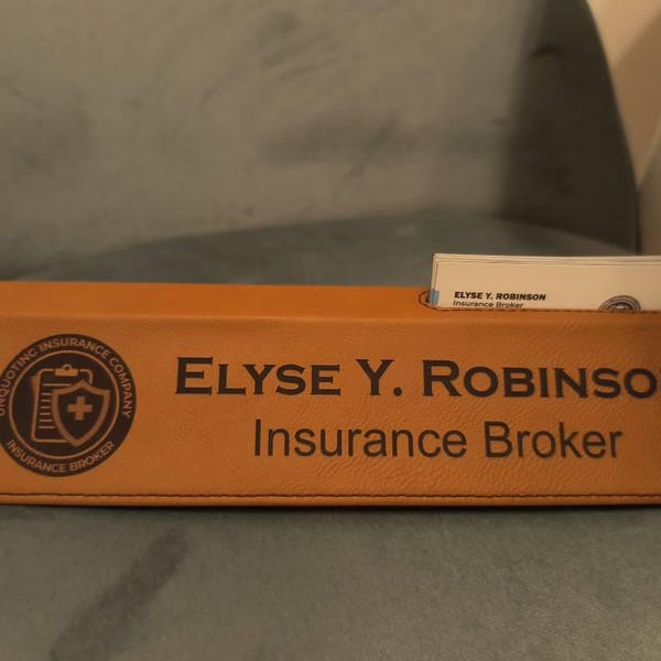 Personalized Leatherette Desk Name Bar in Choice of Color Desk Wedge ...