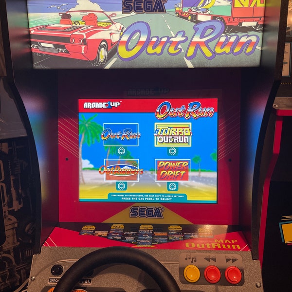 Arcade1up Cabinet Graphics - Outrun Out Run Steering Wheel Graphic Sticker & Sega Side Decal Set ...