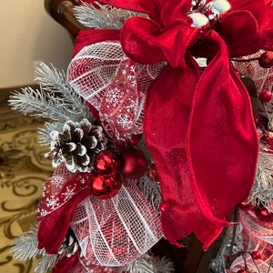 Large Silver Glitter Christmas Tree Topper Bow 6 Ft Tails - Etsy