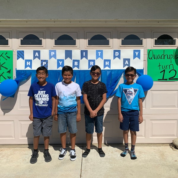 Happy Birthday Banner. BLUE PRINTABLE Banner. BLUE Happy Birthday Diy ...