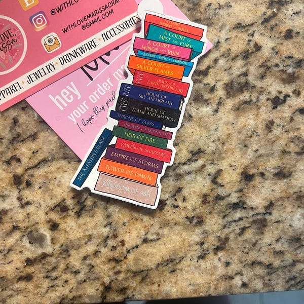 SJM Universe Book Stack Vinyl Sticker, Water Bottle Laptop Kindle Decal ...