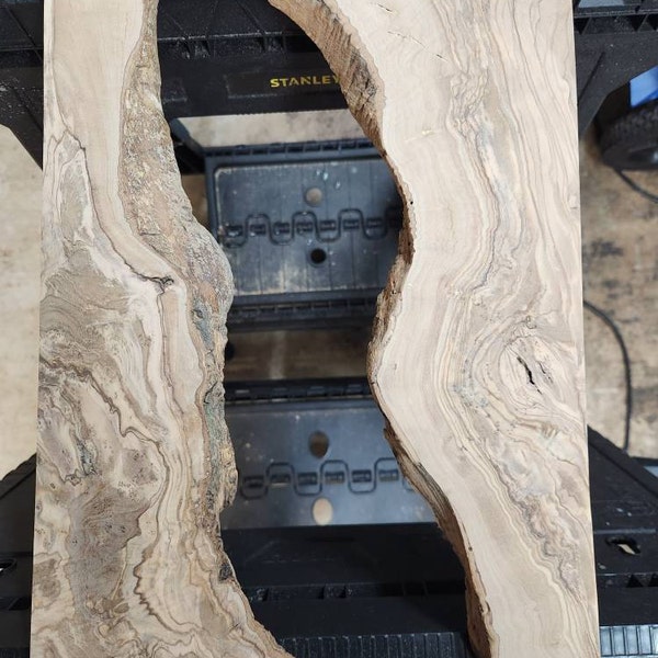 Olive Wood Rustic Bathroom Vanity Lighting, Live Edge Wooden Wall ...