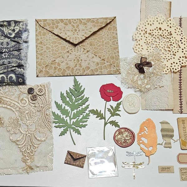 Set of 3 Lace Paper Mini Envelopes & Cards #2, Die Cuts, Handmade ...