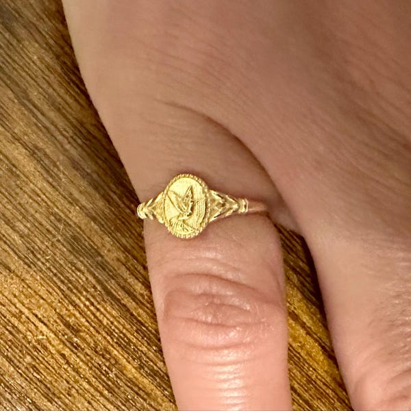 Hummingbird Ring, Gold Signet Pinky Ring for Womens, Jewelry Inspired ...