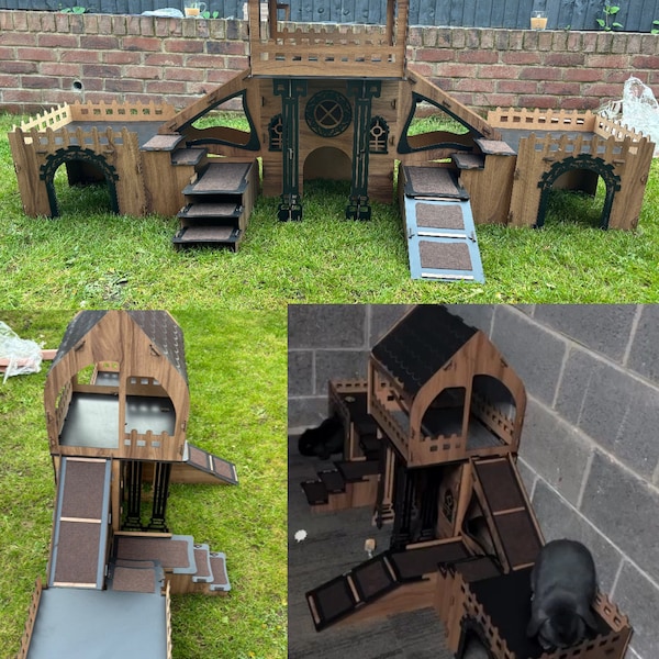 COLONY Large 3-floor Rabbit House: Multi-level Rabbit Castle, Wooden ...