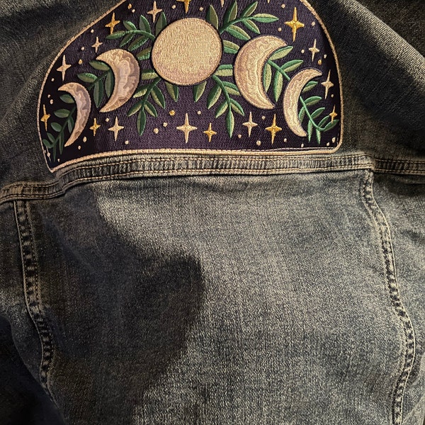 Moon Phases Large Back Patch - Iron on Embroidered Patches for Jackets ...
