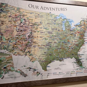 World Map Push Pin, USA National Parks Included, Illustrated World Pin ...