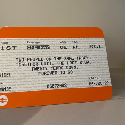 Personalised Train Ticket Anniversary Card, Custom Anniversary Card ...