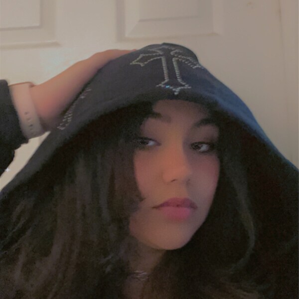 Cyber Cross Y2K Gothic Rhinestone Hoodie - Etsy