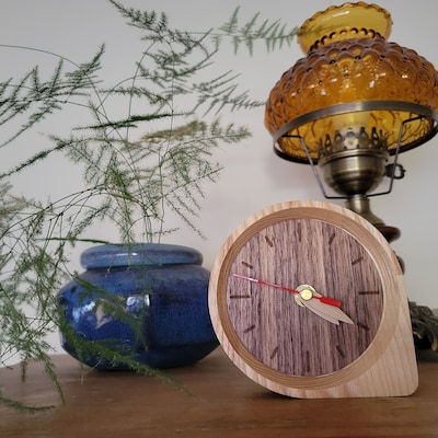 WOODEN Modern Table Clock, Small Desk Clock, Wood Clock for Desk ...
