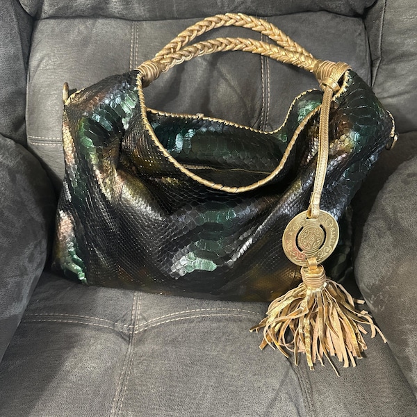 Black Bag Python Bag Snakeskin Purse Gift for Her Hobo Bag Python ...