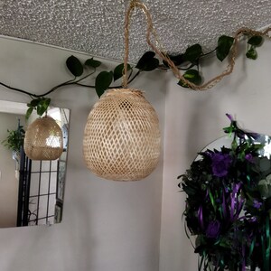 Shipped From Us,small Bamboo Lampshade Pendant Light ,boho Lampshade ...