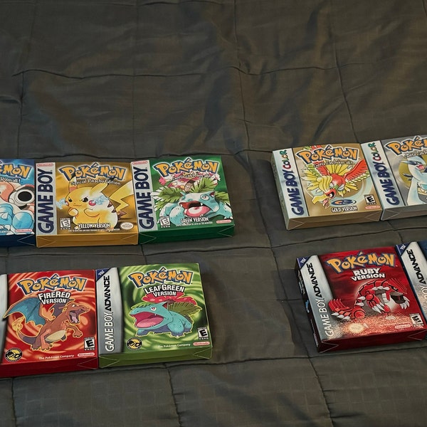 Pokemon All Versions Reproduction Replacement 12 Boxes for Game Boy ...