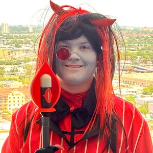 Red Lens Glasses for Women, Vampire Aesthetic Monocle for Men, Gothic ...