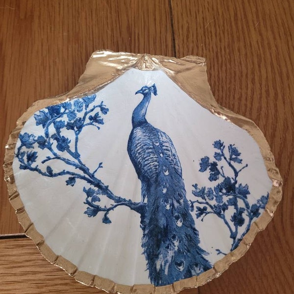 Royal Peacock Shell Jewellery Dish. Gold Leaf Jewellery Dish. Handmade ...