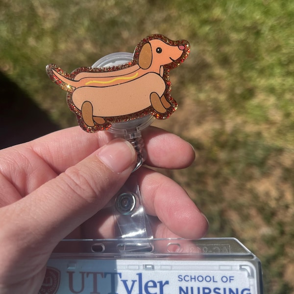 Hotdog Badge Reel, Cute Dachshund Badge Reel, Funny Weiner Dog Gift ...