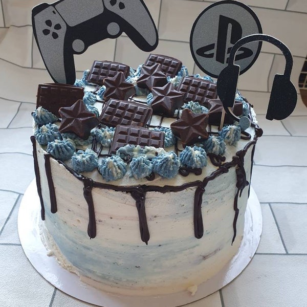 Gaming PS5 Themed Cake Topper Set Controller, Headset, Logo - All ...