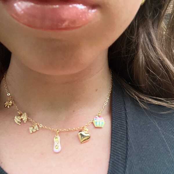 Charm Necklace, Gold Charm Necklace, Custom Charm Necklace ...