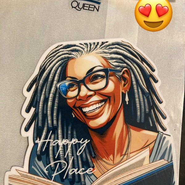 Thinking of Books Sticker, Black Woman Who Loves to Read, Black Girl ...