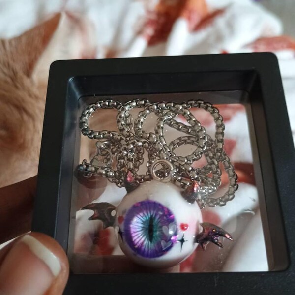 Handcrafted Resin Purple Devil Eyeball Jewelry - Eyeball Necklace ...