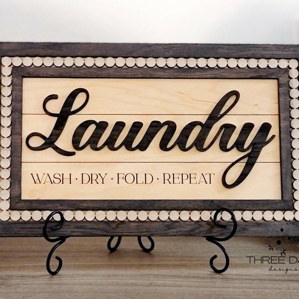 Laundry Room Beaded Frame Signs SVG | Wash Dry Fold Repeat Icons ...