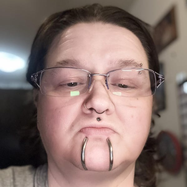 16G 316L Surgical Steel Long Curved Disturbed Chin Lip Ring Labret Horn ...