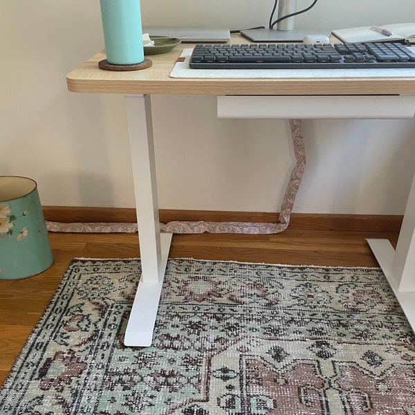 Slip-on Handmade Lamp Cord Cover, 19th Century Blue Floral & Khaki ...