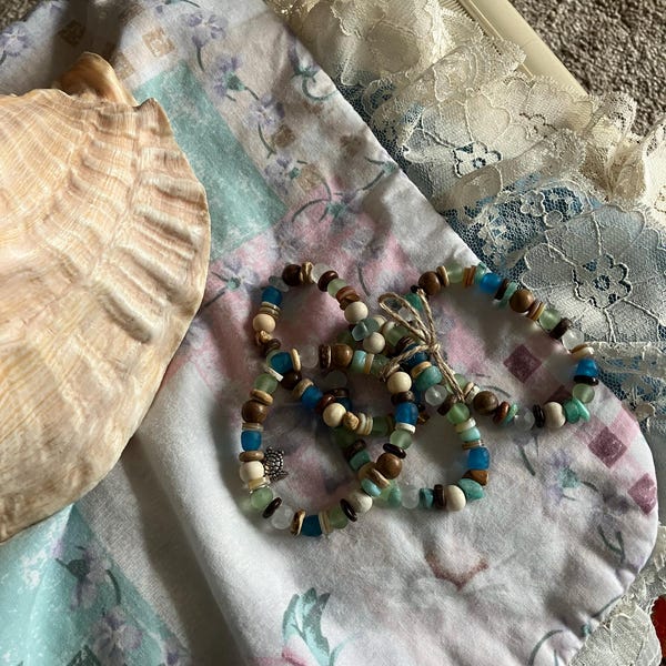 2 Beach Bracelets, Boho Bracelets, Sea Glass Bracelets, Beachy ...