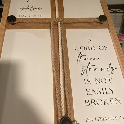 KJV A Threefold Cord is Not Quickly Broken Rustic Unity Ceremony Cross ...