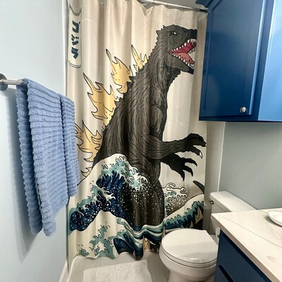 Godzilla Shower Curtain, Japanese Shower Curtain, Traditional Japanese ...
