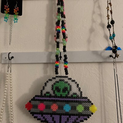UFO Alien Kandi Perler Bead Necklace - Etsy