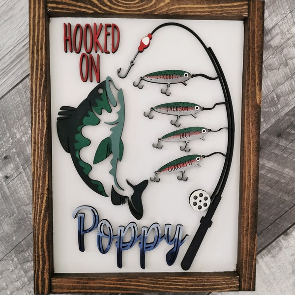 Hooked on Dad Fishing Sign SVG | Father Gift Svg | Fishing Svg ...