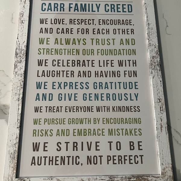 Family Creed, Family Values, Family Name Sign, Personalized Family Rule ...